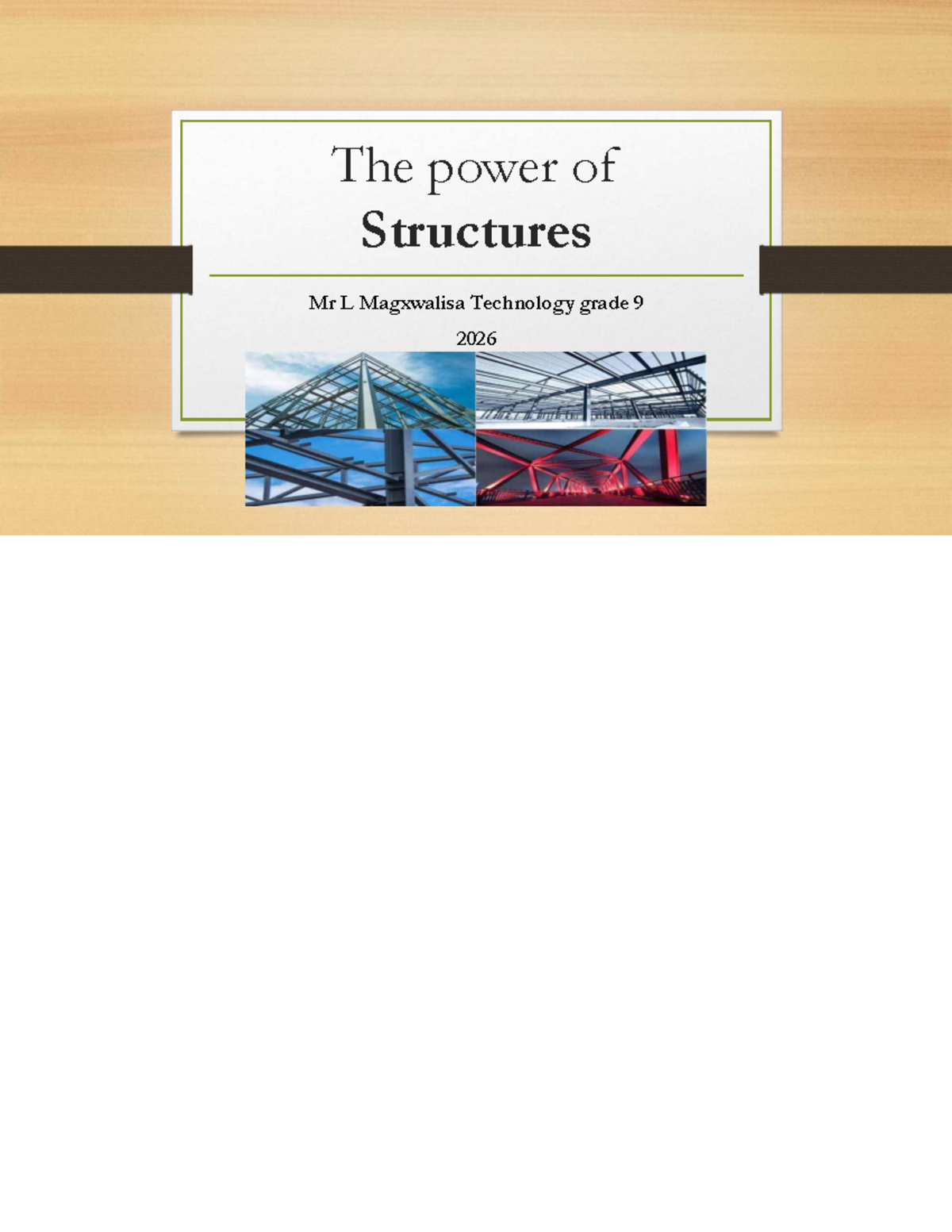 FETC111: Understanding Structures - Grade 9 Overview and Types - Studocu