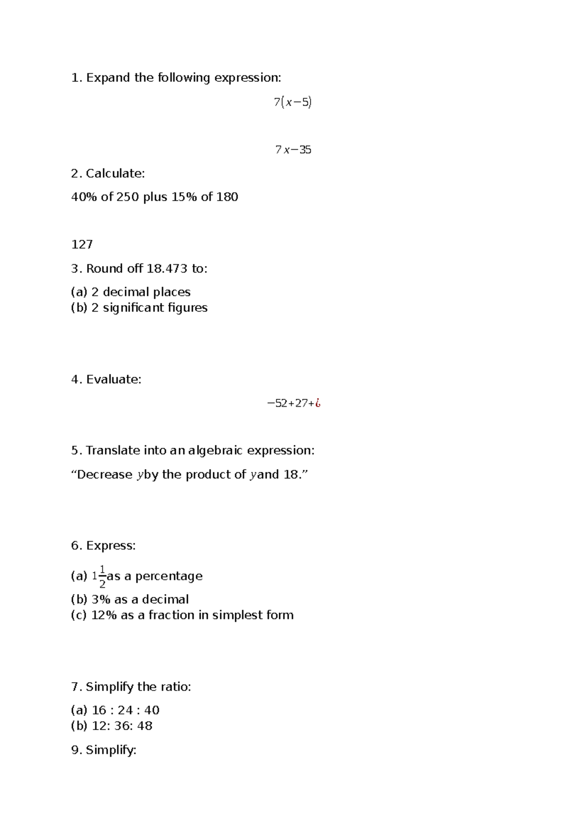 Math 2-12: Expression Expansion, Evaluation, and Simplification Guide ...