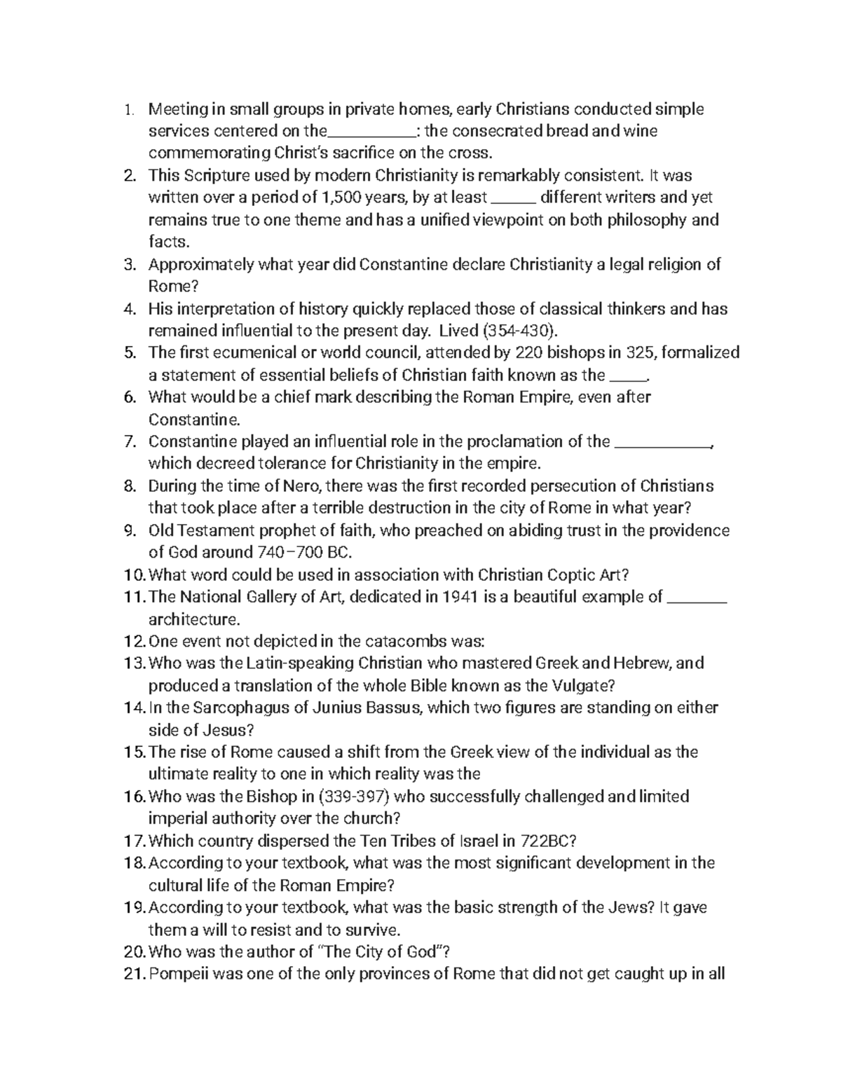 Quiz: The Rise of Christianity in Ancient Rome - Key Concepts - Studocu