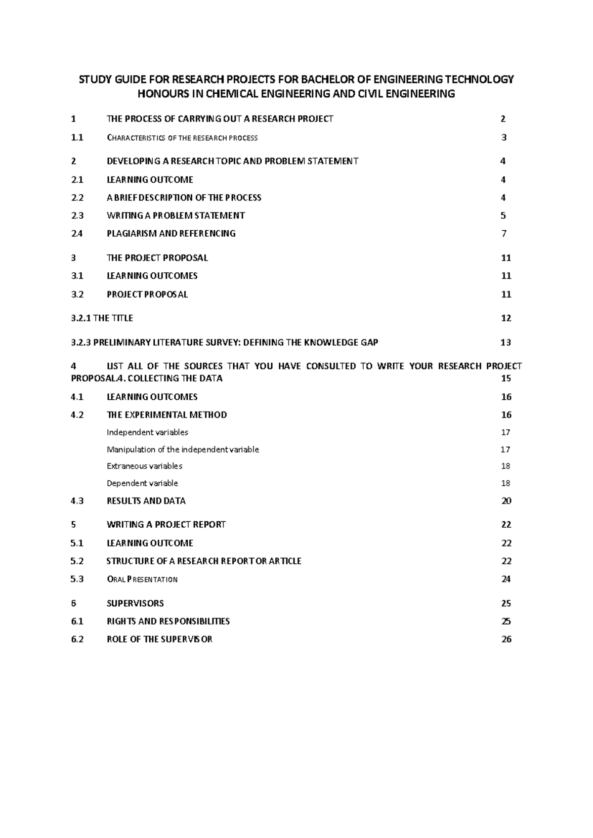Honours Research Project Guide for Engineering Technology Students ...