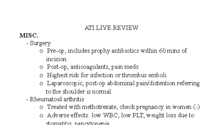 ATI LIVE Review - Comprehensive Predictor Study Guide - Studocu