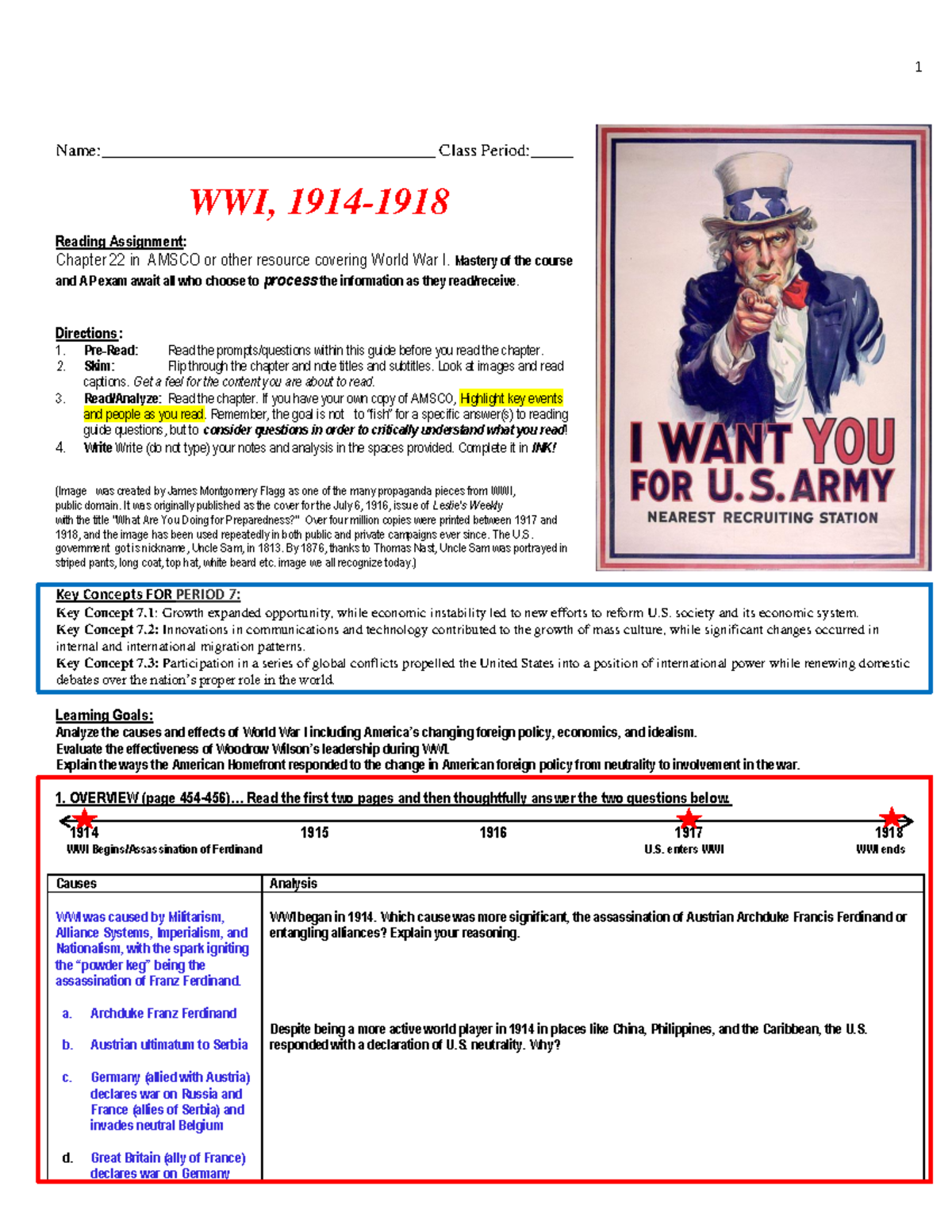 APUSH WWI Reading Assignment: Chapter 22 Analysis and Notes - Studocu