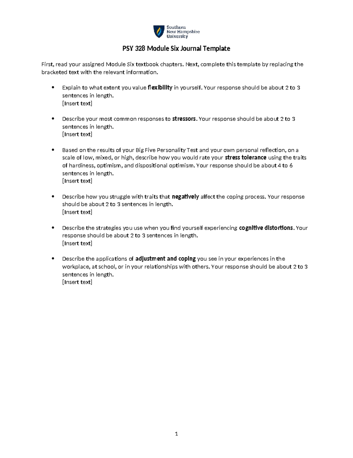 PSY 328 Module 6 Journal: Flexibility, Stress, and Coping Strategies ...