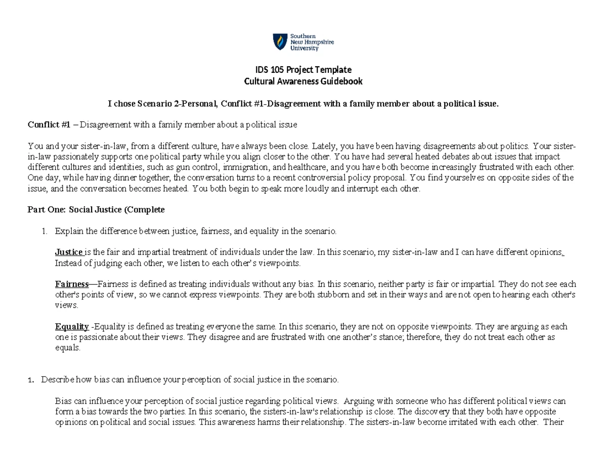 Cultural Awareness & Social Justice Guide - IDS 105 Module 5 - Studocu