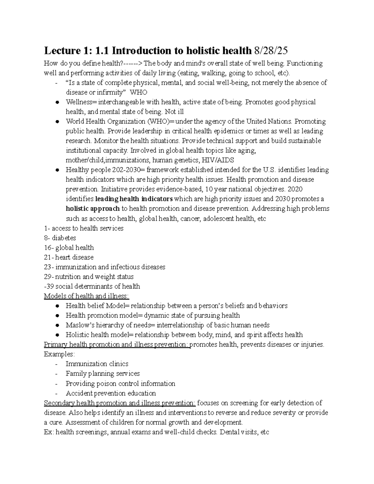 Lecture Notes on Health Promotion & Communication Strategies (HLTH 101 ...