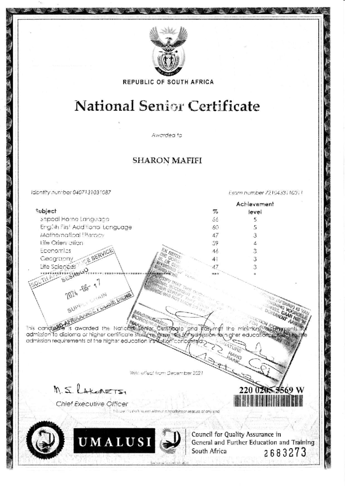 Certificate - Past NSC Question Papers for Sepedi Home Language - Studocu