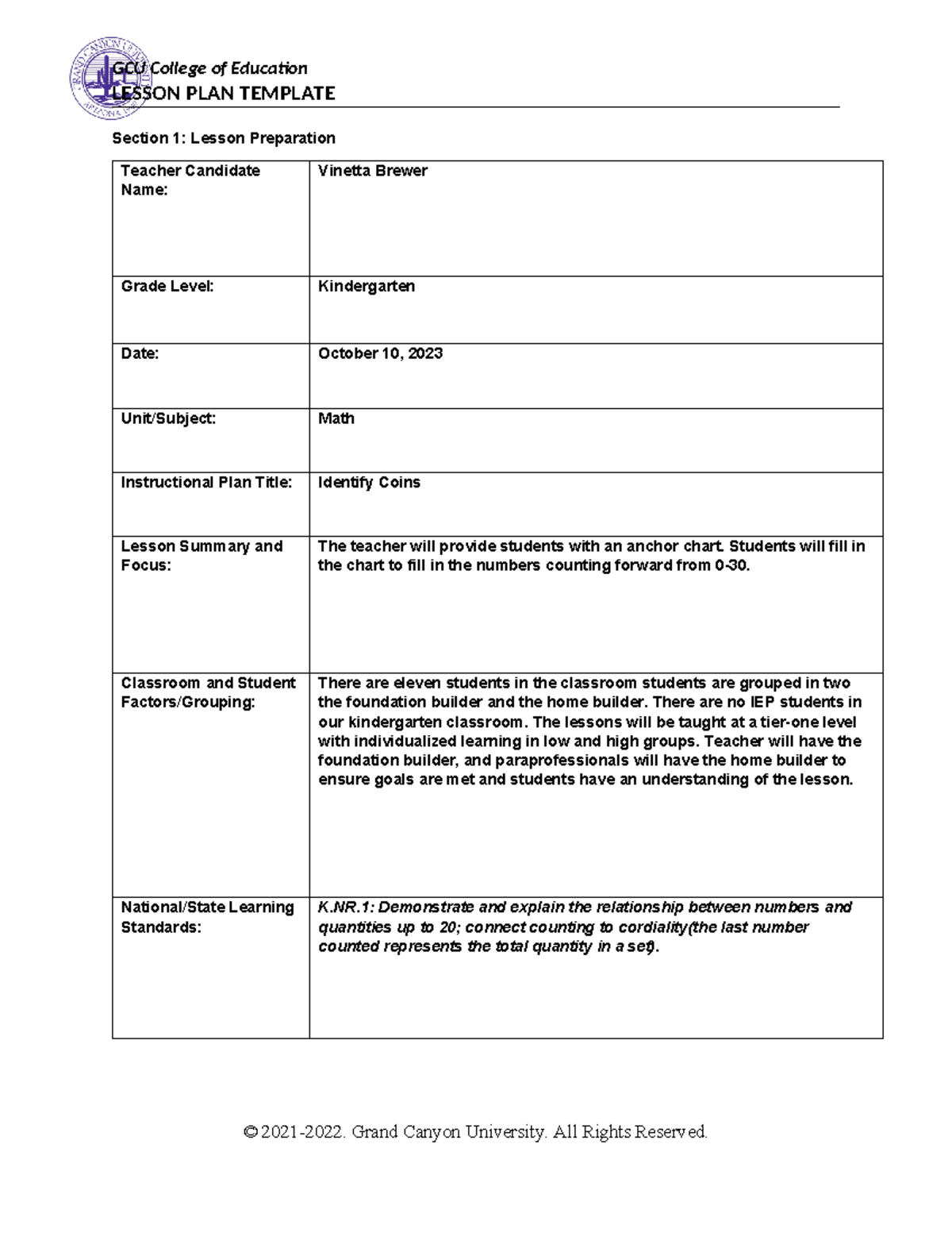 Clinical field experience B Lesson Plan Design - LESSON PLAN TEMPLATE ...