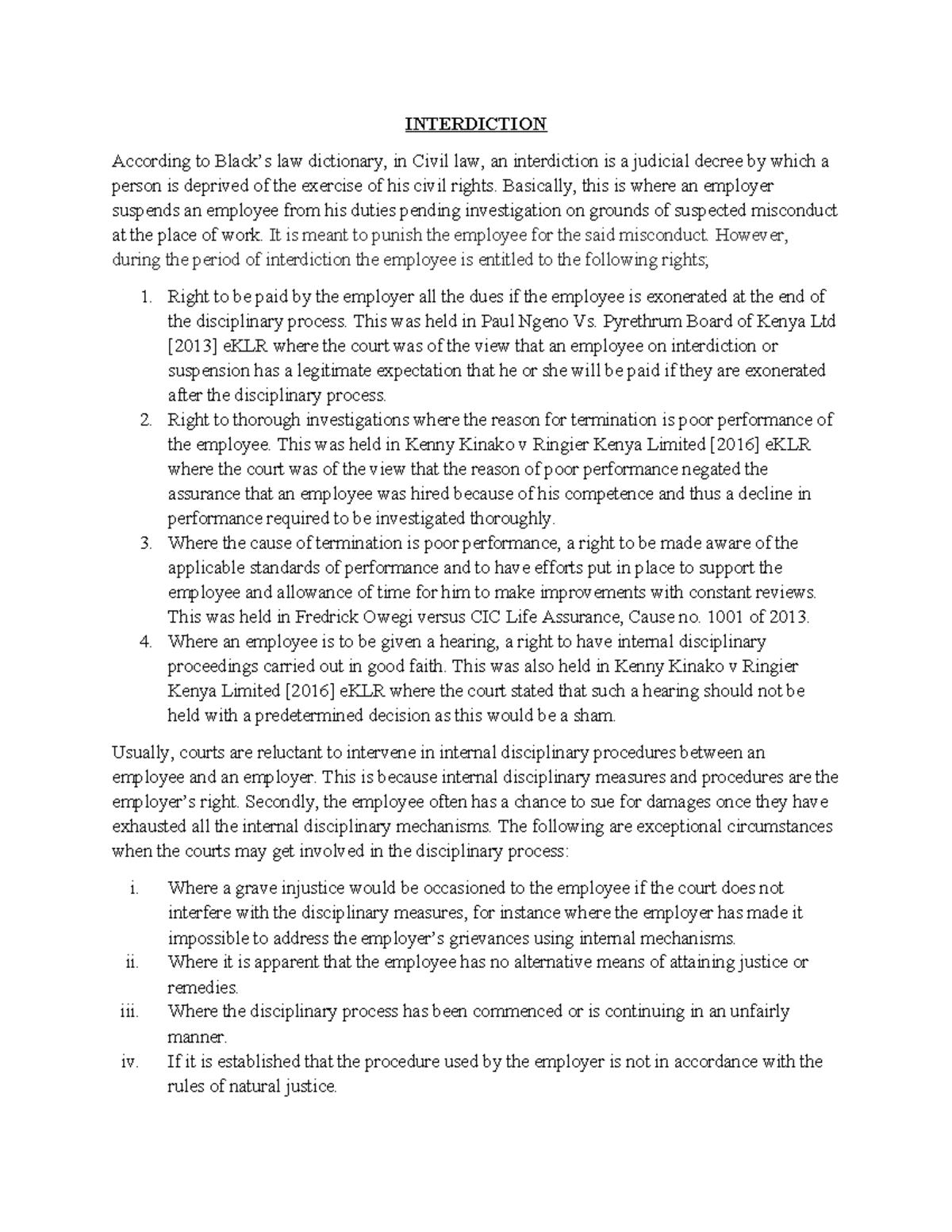 Legal Insights on Interdiction: Rights and Judicial Perspectives - Studocu