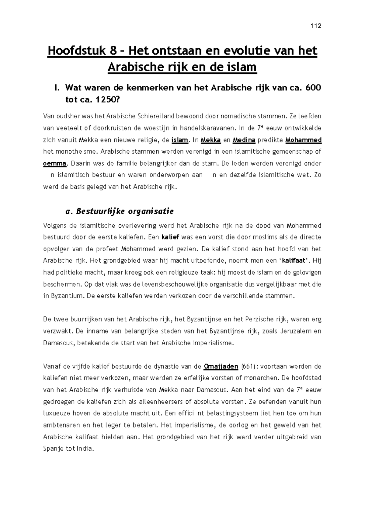 Hoofdstuk 8: Ontstaan en Evolutie van het Arabische Rijk en de Islam ...