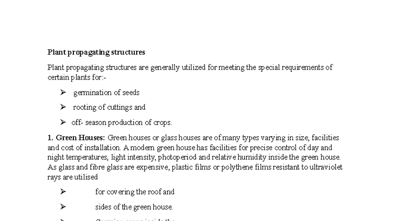 Plant Propagation Structures: Techniques & Applications - Studocu