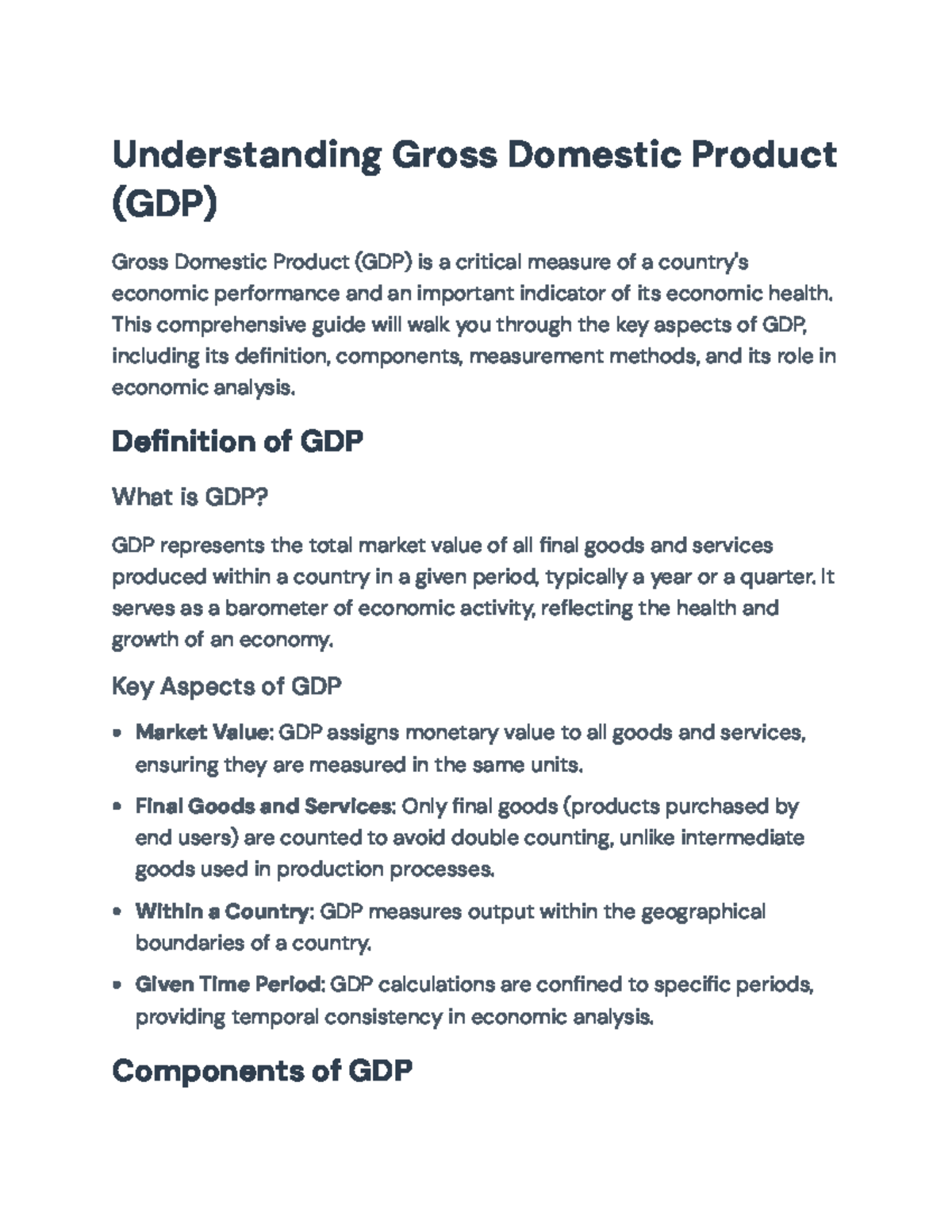 Understanding GDP: Key Components and Measurement Methods - Studocu