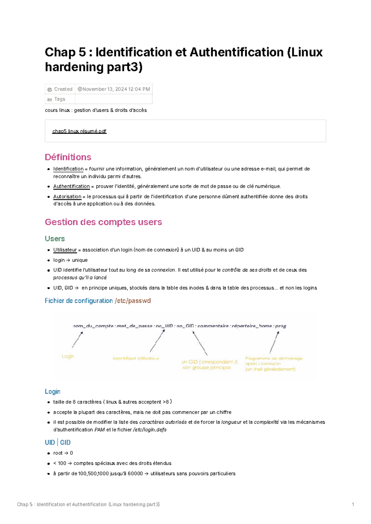 Chap 5 : Résumé sur l'Identification et l'Authentification (Linux ...
