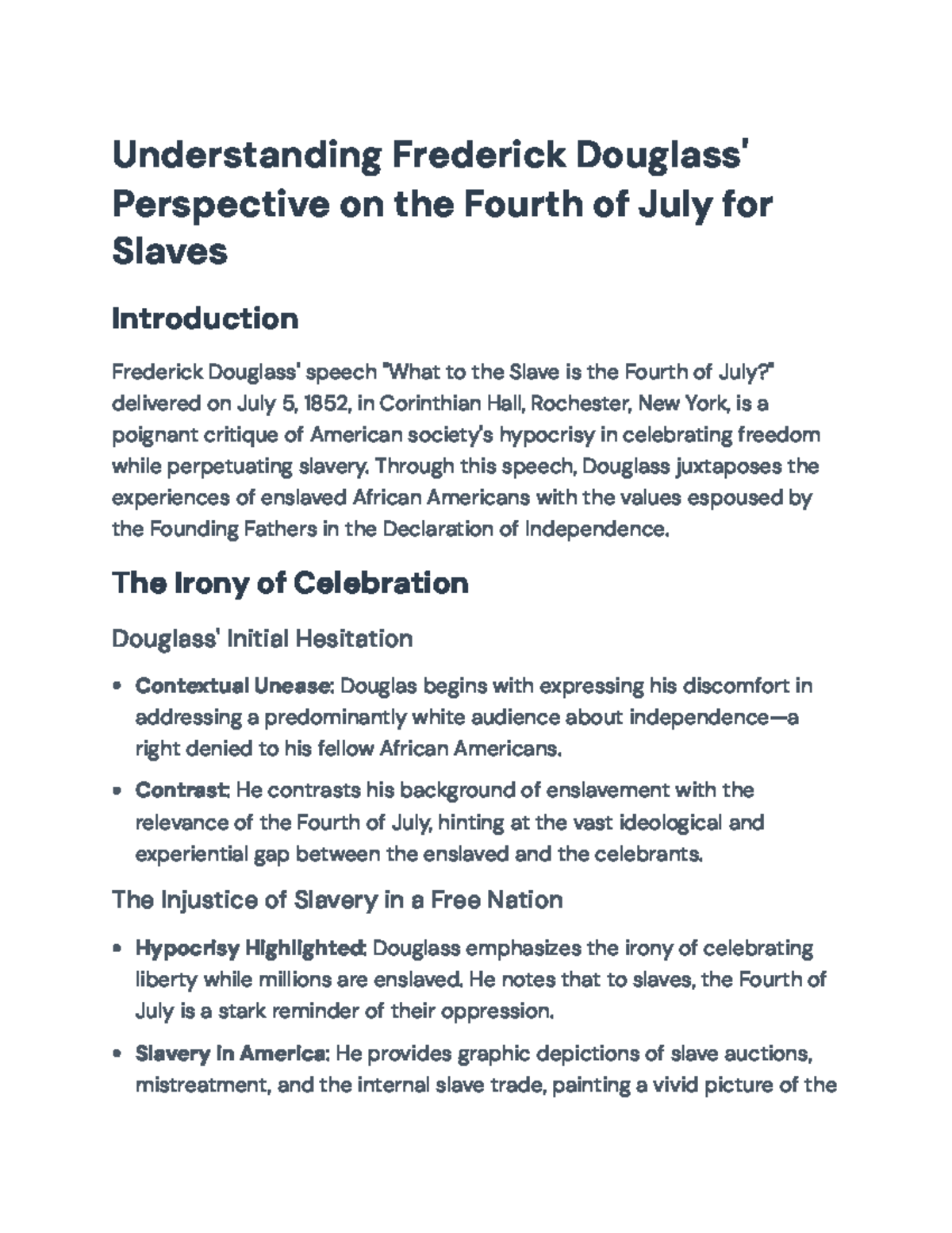 Understanding Frederick Douglass' Fourth of July Speech on Slavery ...