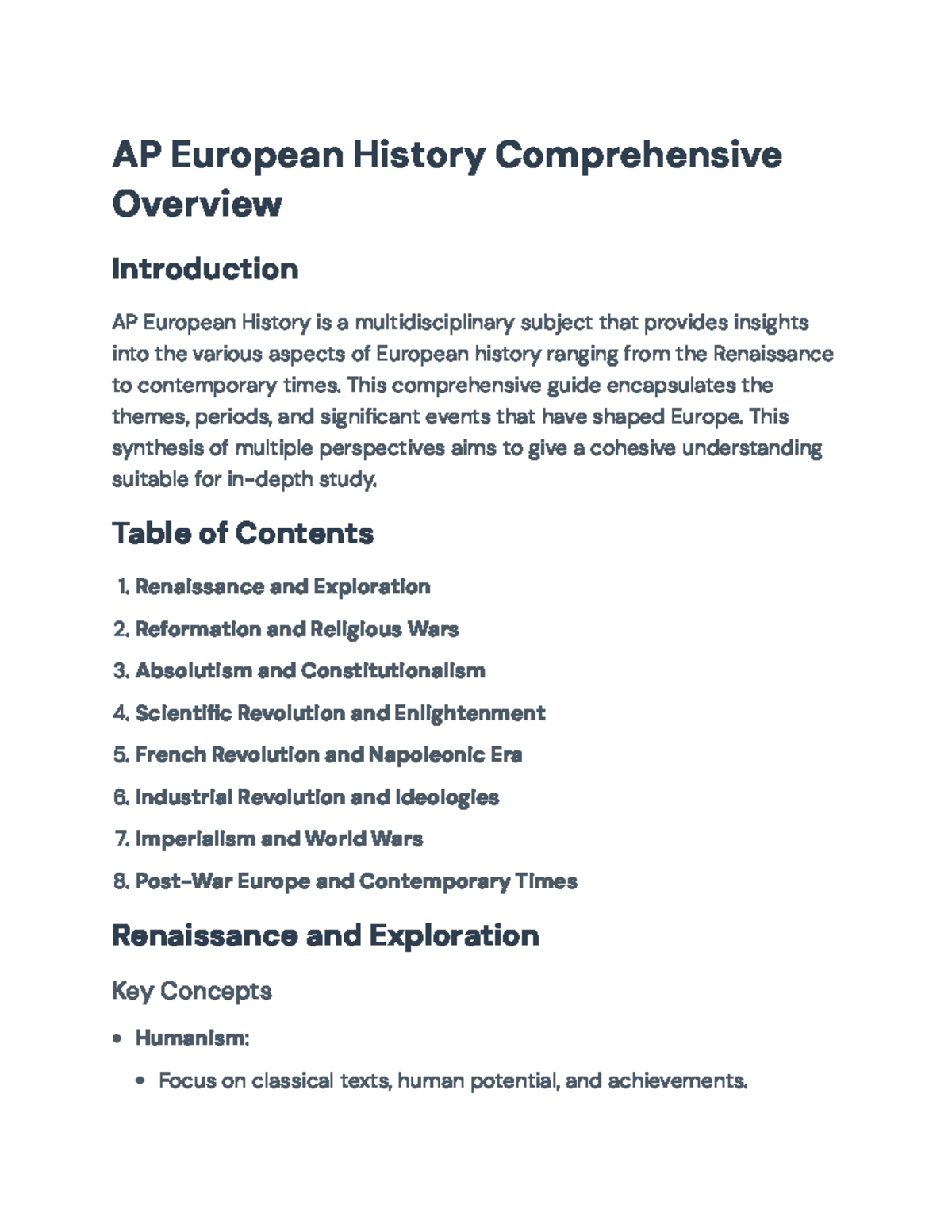 AP European History Comprehensive Study Guide: Key Themes and Events ...