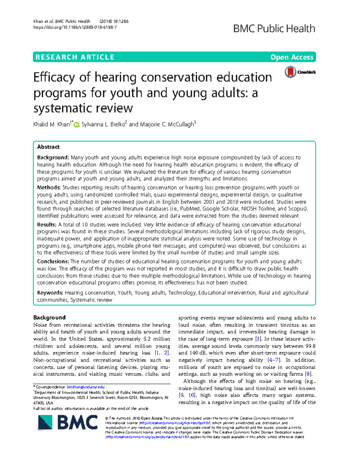 Efficacy of Hearing Conservation Programs for Youth: A Systematic ...