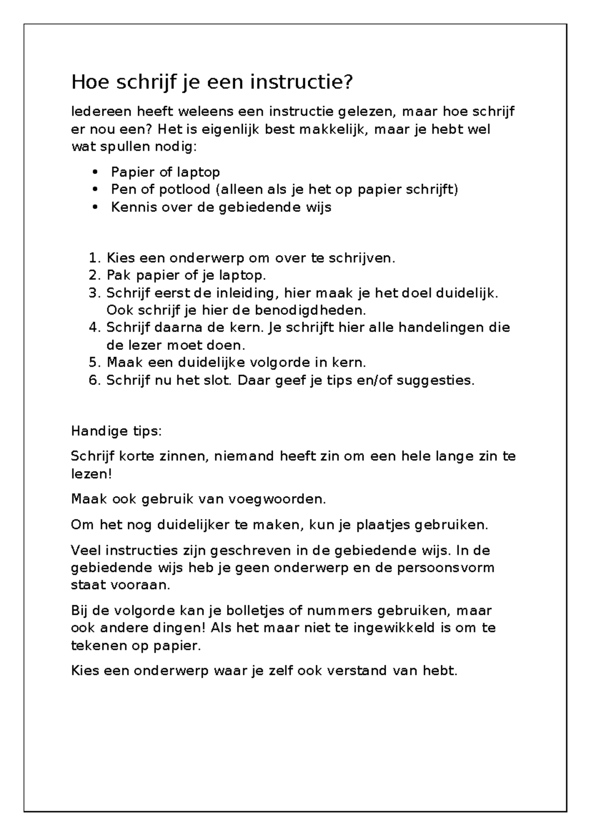 Instructie Schrijven: Stap-voor-Stap Gids voor Beginners - Studeersnel