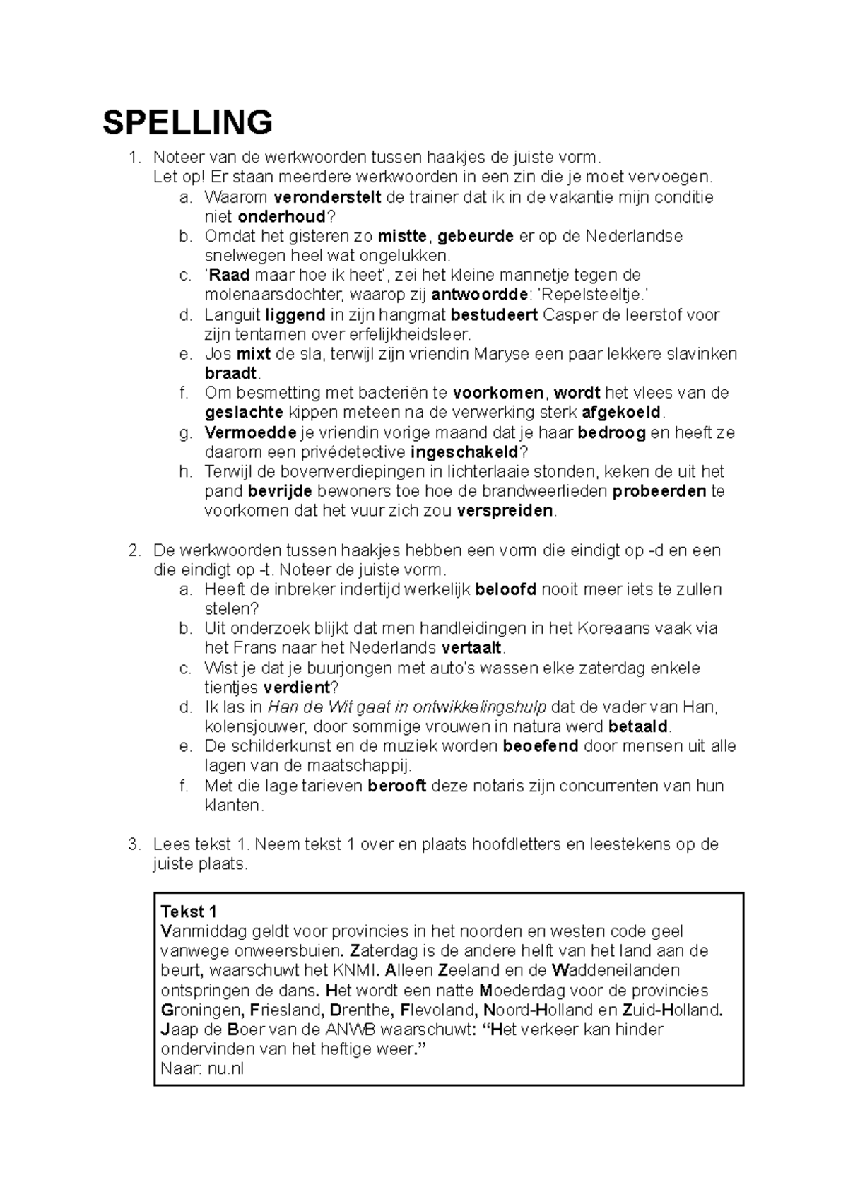 Oefentoets SE 4 Havo Spelling en Formuleren Antwoordmodel Details ...