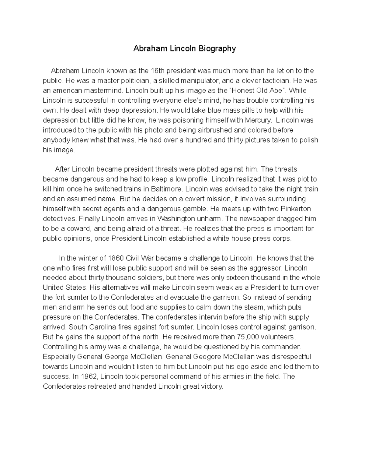 Abraham Lincoln Biography - Abraham Lincoln Biography Abraham Lincoln ...