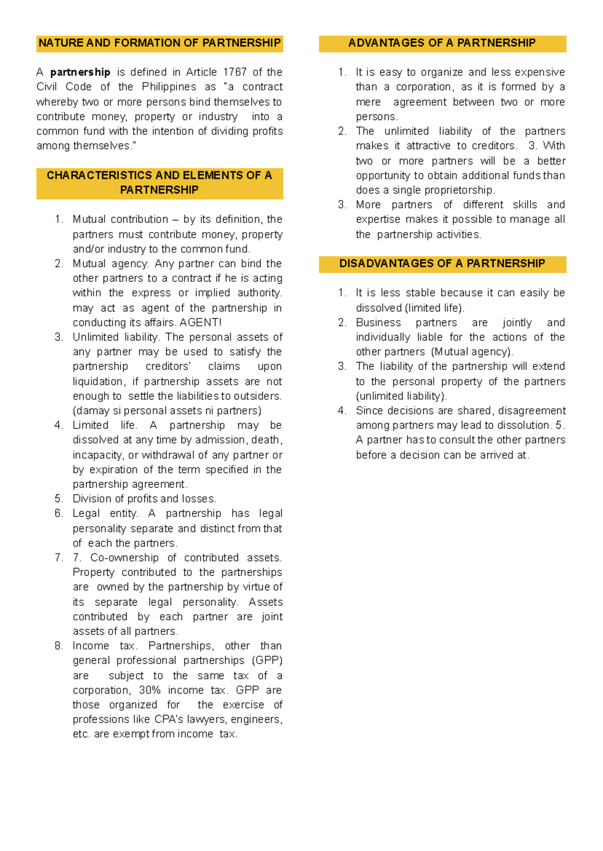 Nature and Formation of Partnership: Key Characteristics and Elements ...