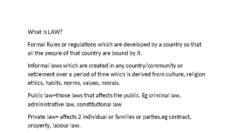 LAW 101: Understanding Formal and Informal Legal Systems - Studocu