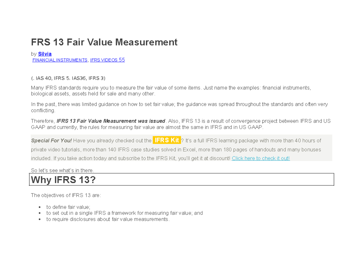IFRS 13 Fair Value Measurement - Key Concepts & Guidelines Explained ...