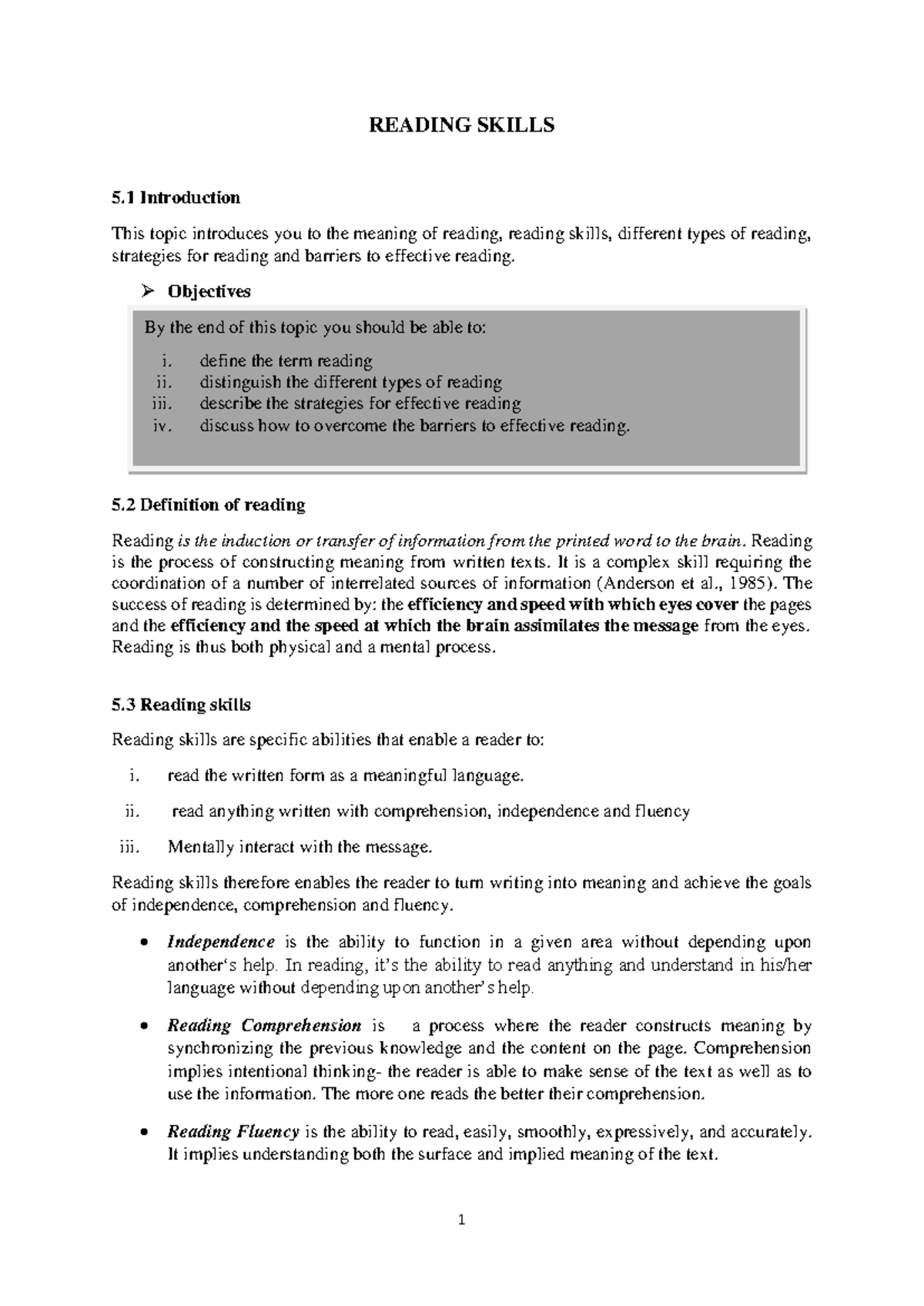 Improving Reading Skills: Strategies and Techniques for Success - Studocu