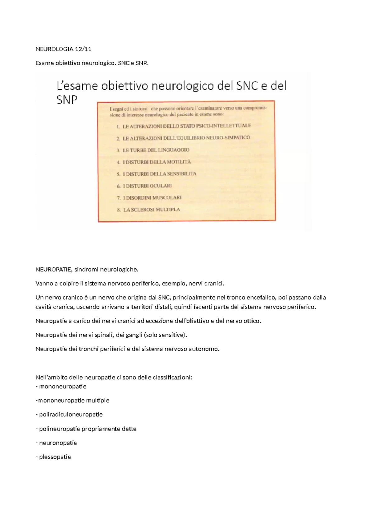 Esame Neurologico - ESAME NEUROLOGICO Servono martello, diapason e ...