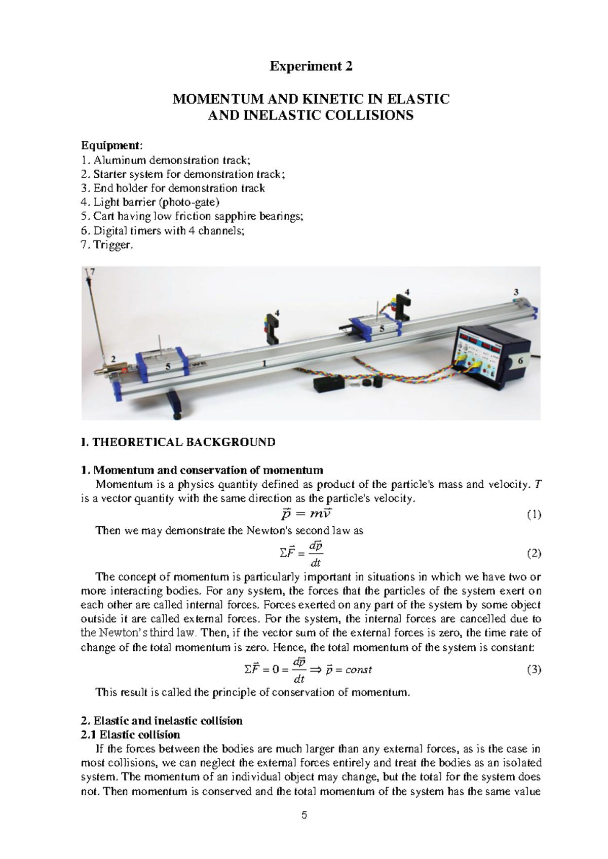 2-Momentum and kinetic in elastic and inelastic collisions - Experiment ...