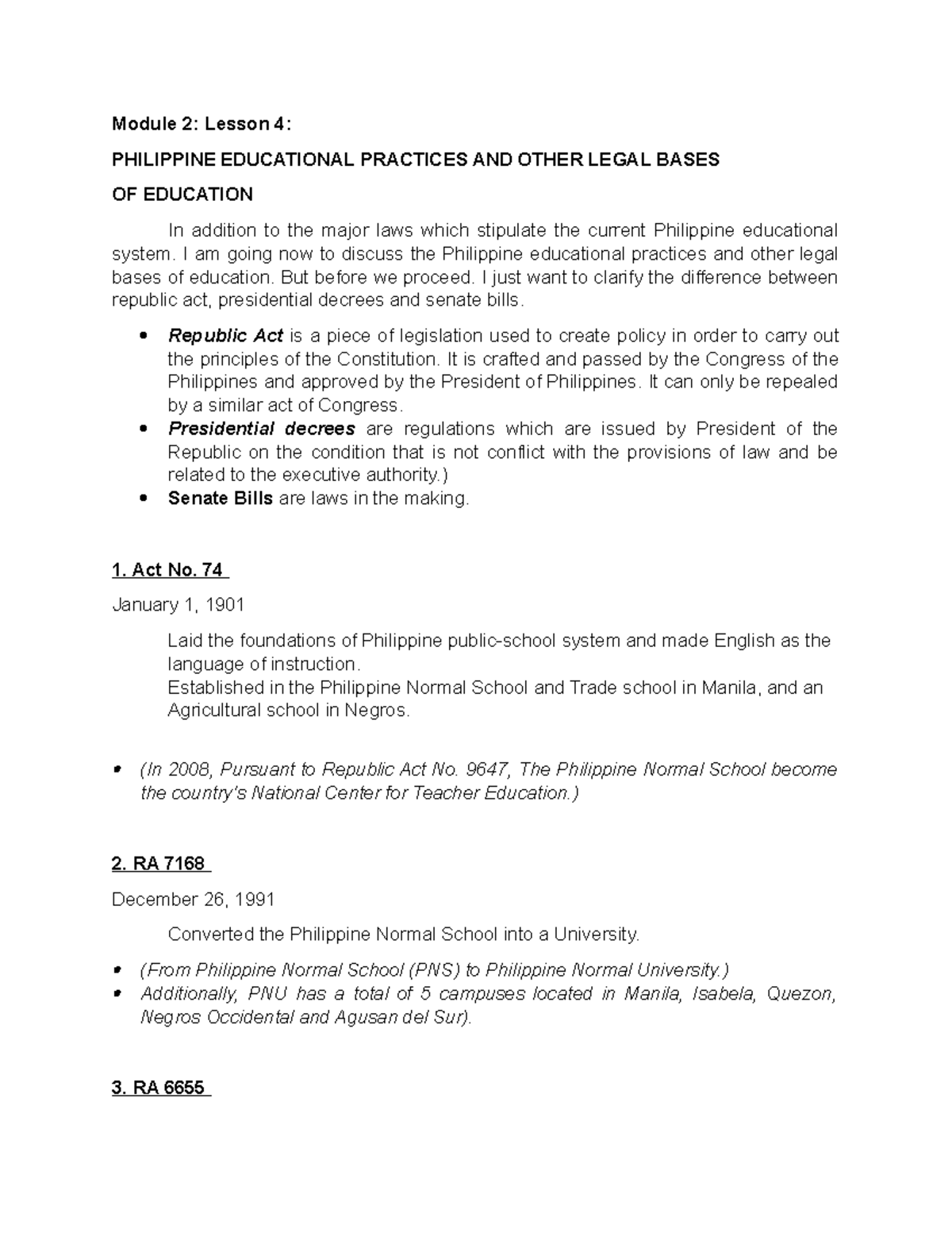 PED7 Report Script - Module 2: Lesson 4: PHILIPPINE EDUCATIONAL ...
