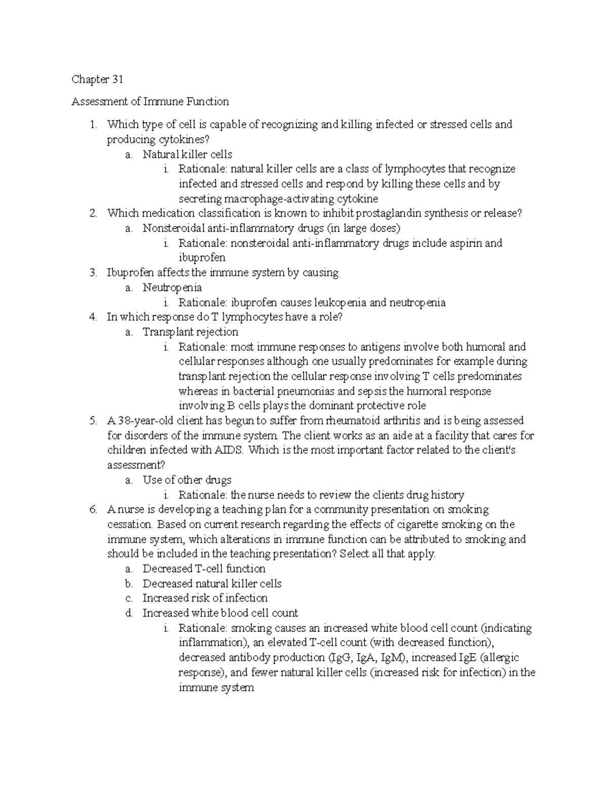 Chapter 31 point - practice questions with rationales - Chapter 31 ...