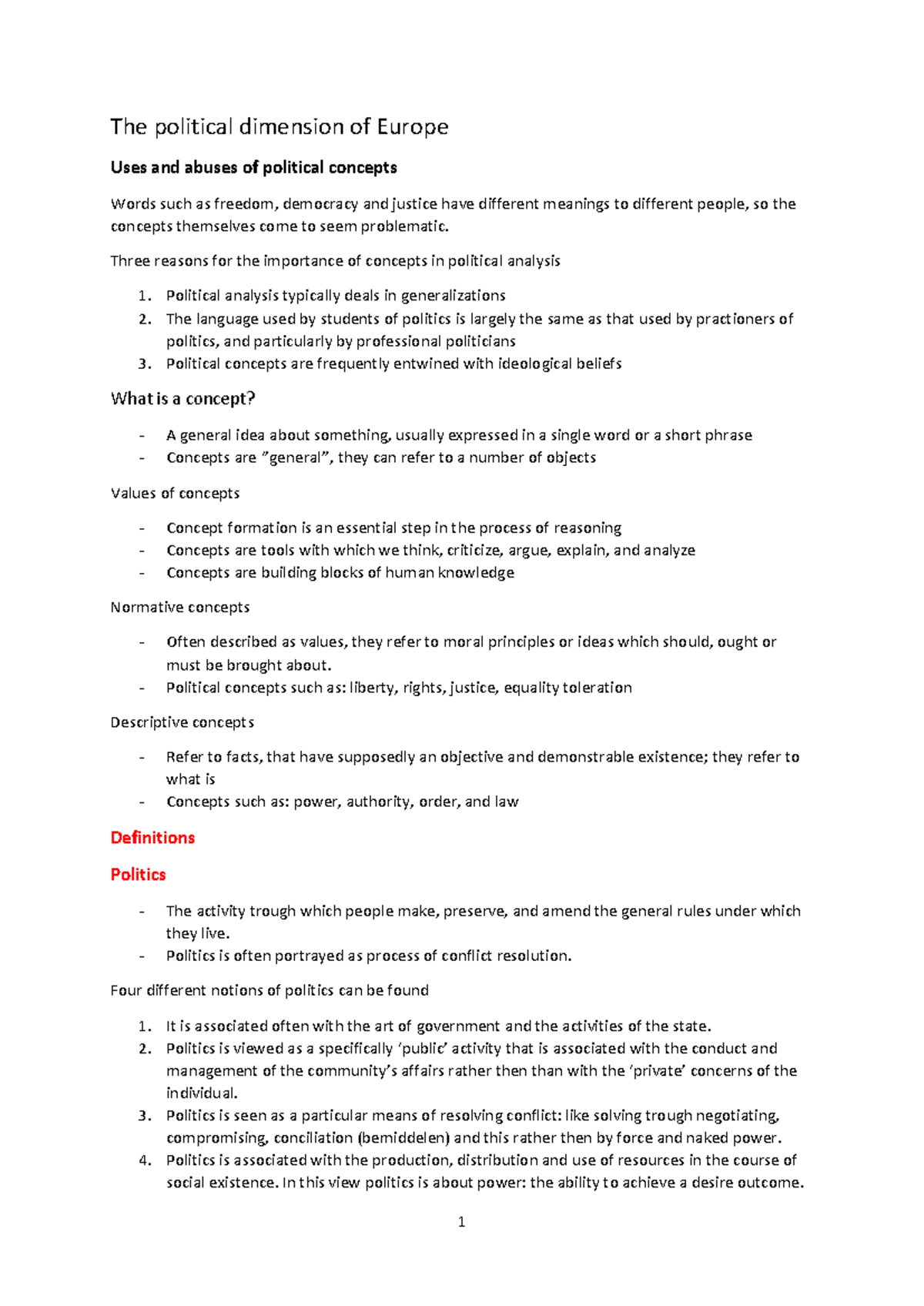 Political dimension - Three reasons for the importance of concepts in ...