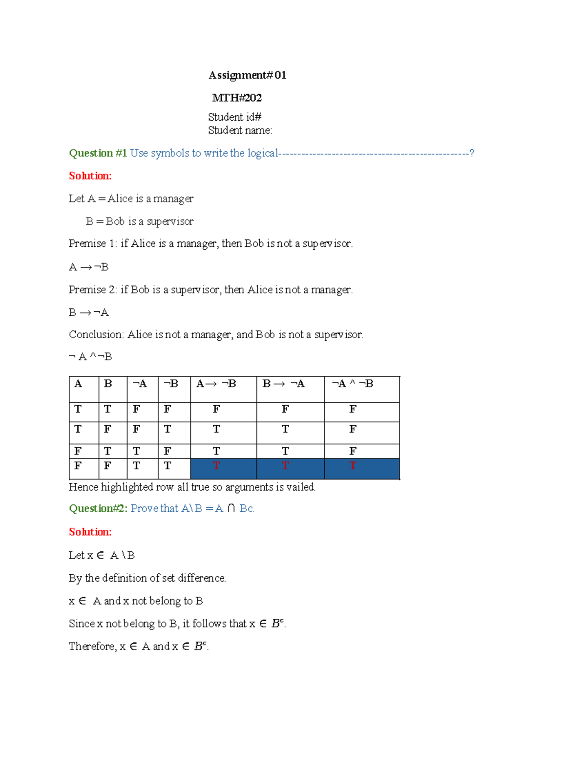 MTH202 - Discrete Math: Validity of Arguments and Set Differences - Studocu