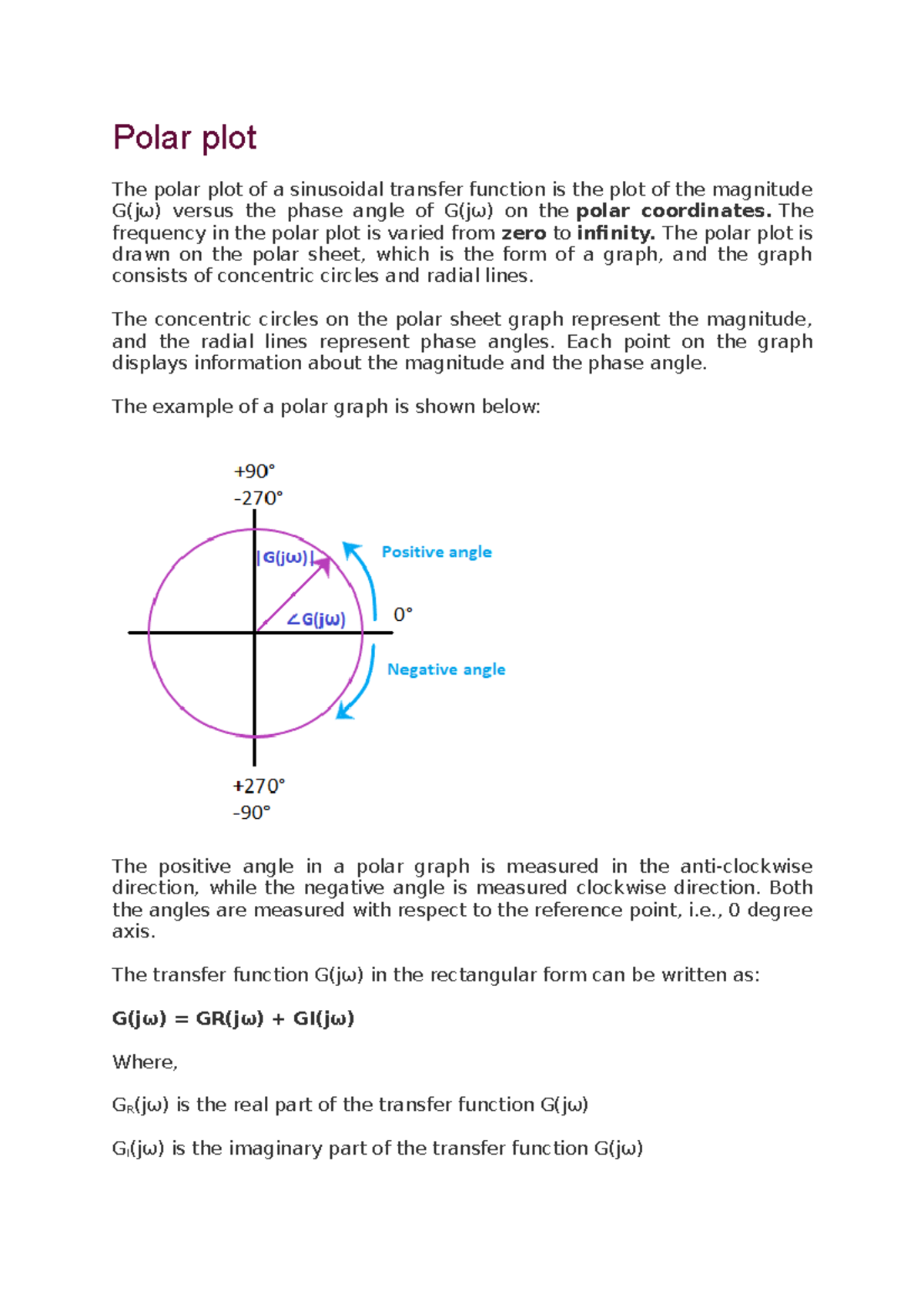 Polar plot - Polar plot The polar plot of a sinusoidal transfer ...