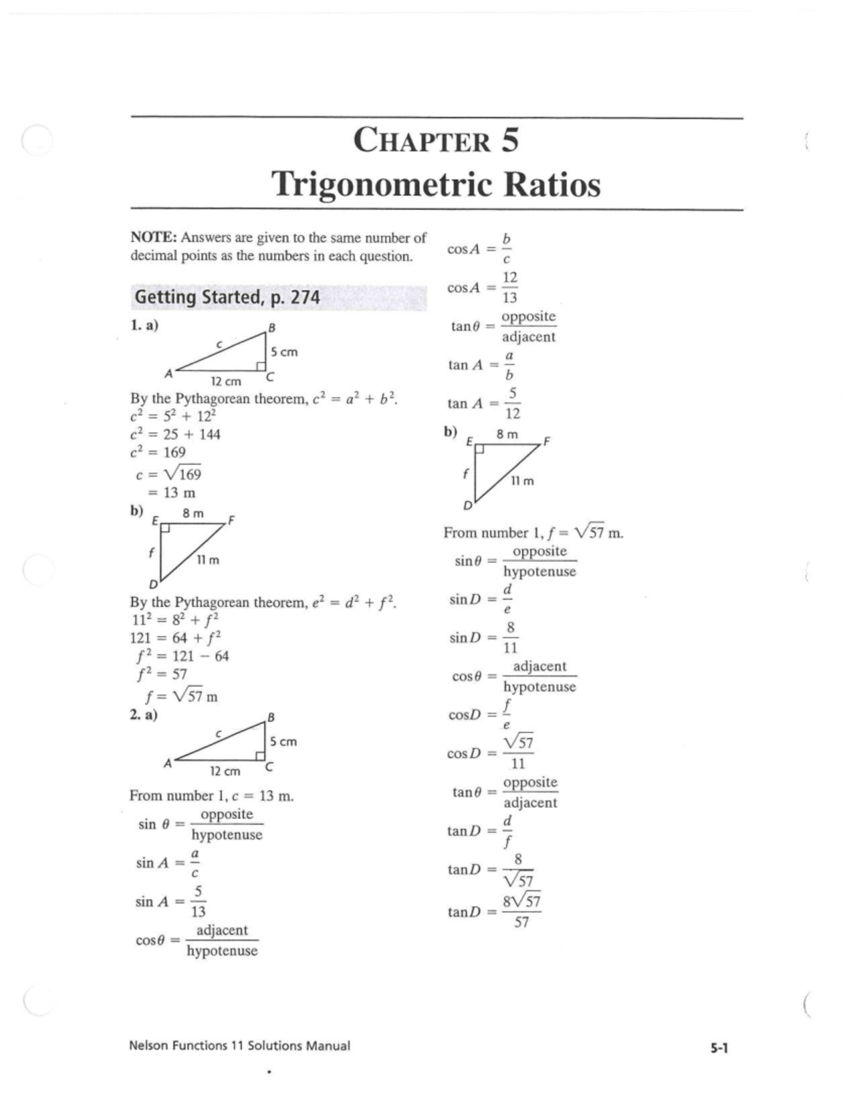 CHAPTER 5: Trigonometric Ratios - Detailed Solutions and Examples - Studocu