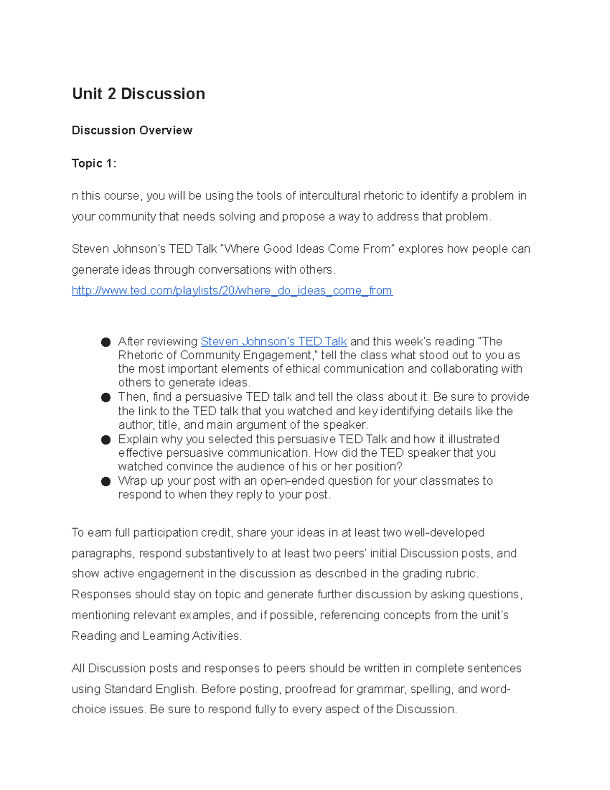 CM220 Comp II: Unit 2 Discussion on Ethical Communication Insights ...