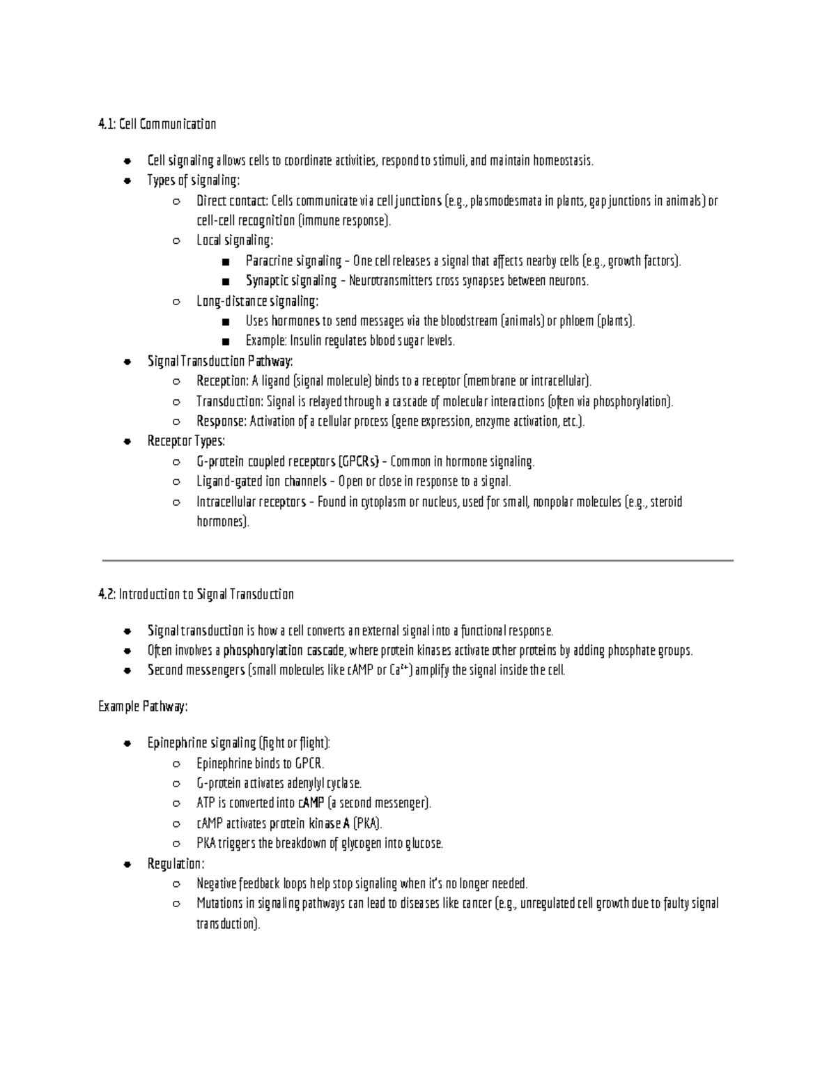 4.1 & 4.2 AP Biology: Cell Communication & Signal Transduction Notes ...