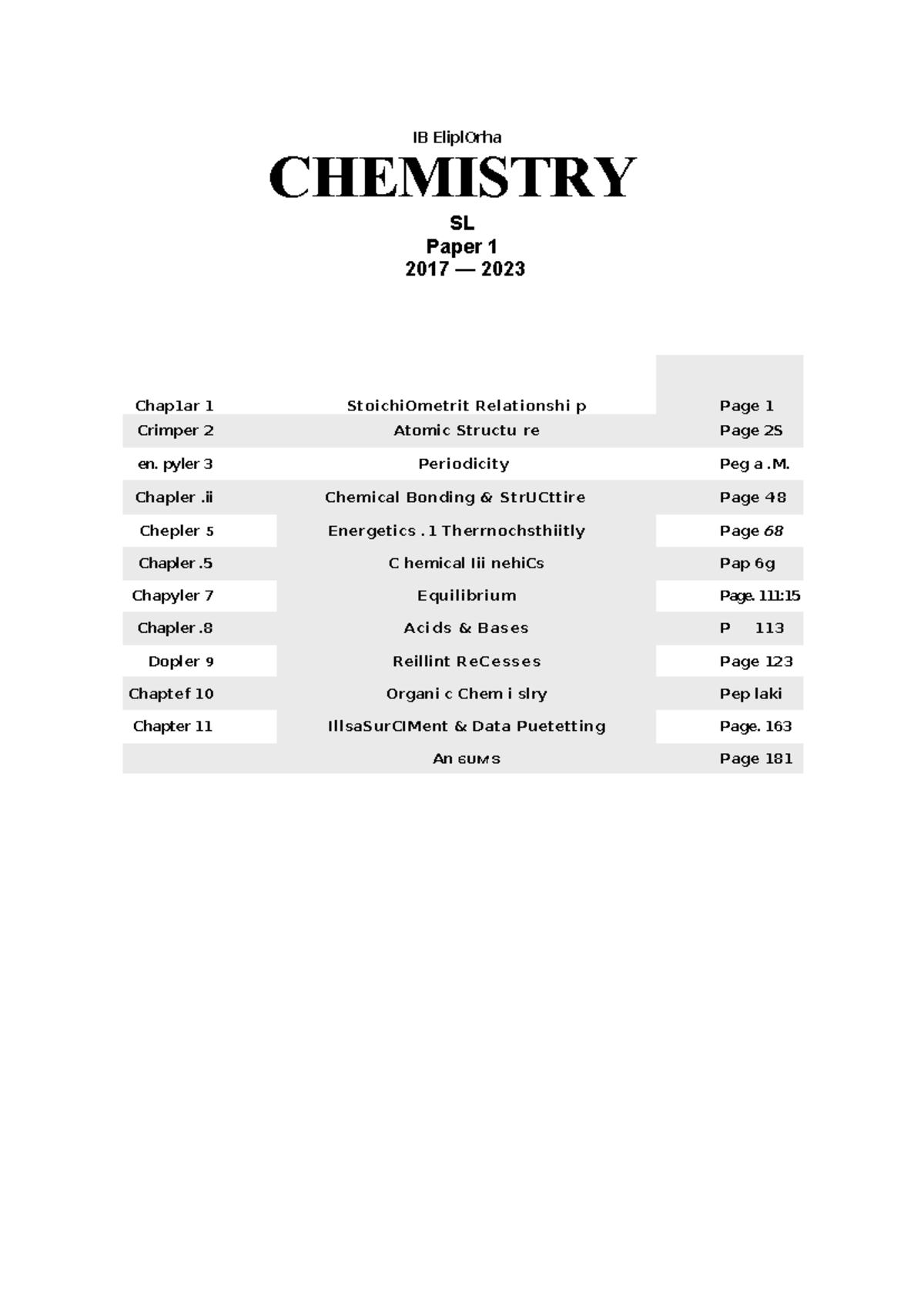 IB chemistry SL Paper 1 2017-2023: Stoichiometric relationships and ...