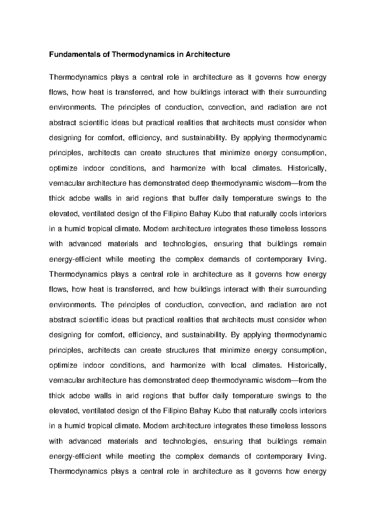 Thermodynamics in Architecture: Principles for Sustainable Design - Studocu