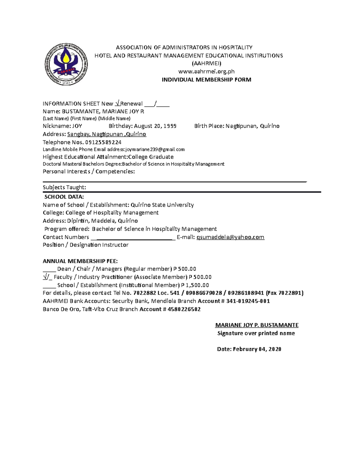 AAHRMEI - Individual Membership Form for Faculty and Practitioners ...
