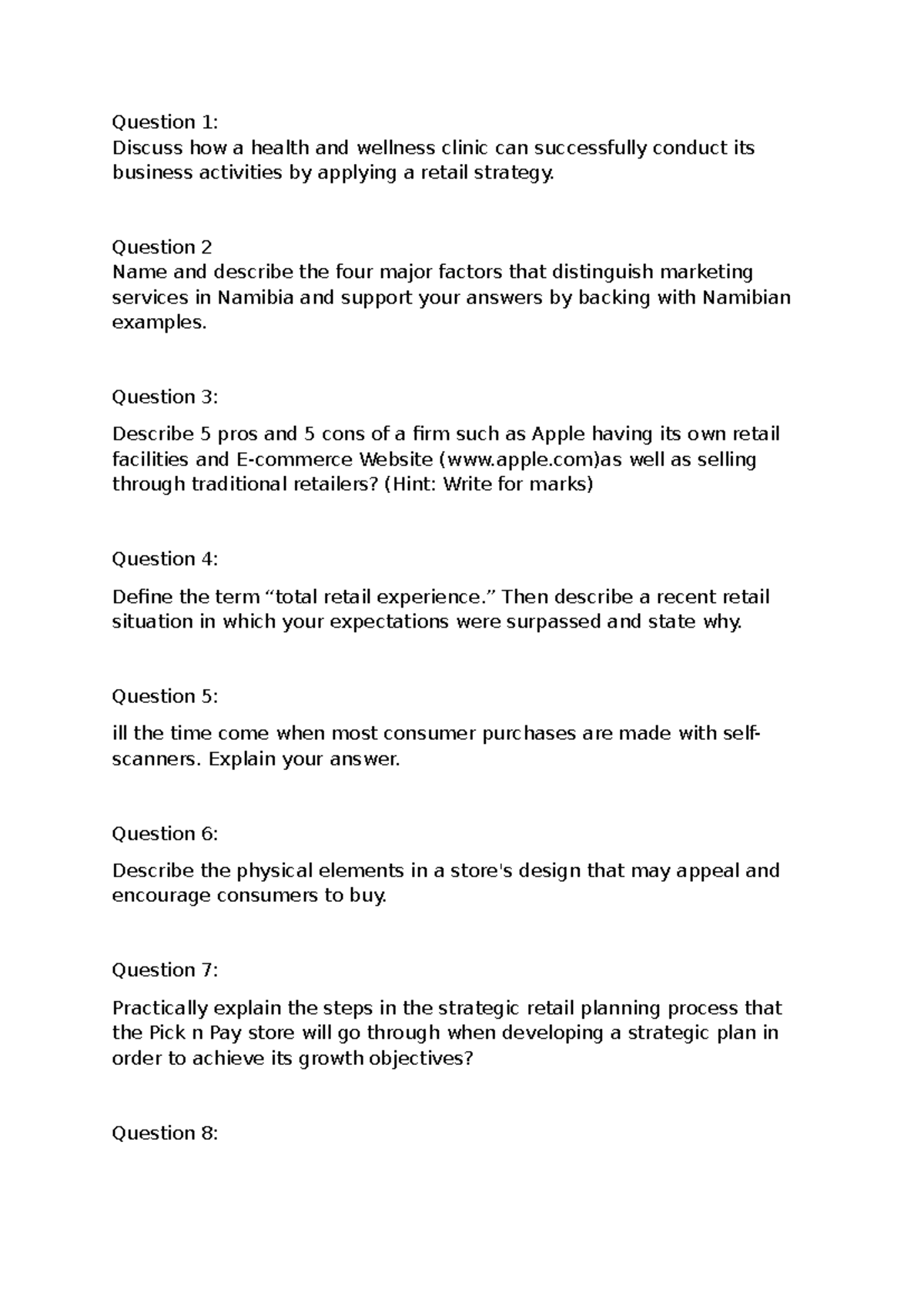 Retail Management - Question 1: Discuss how a health and wellness ...