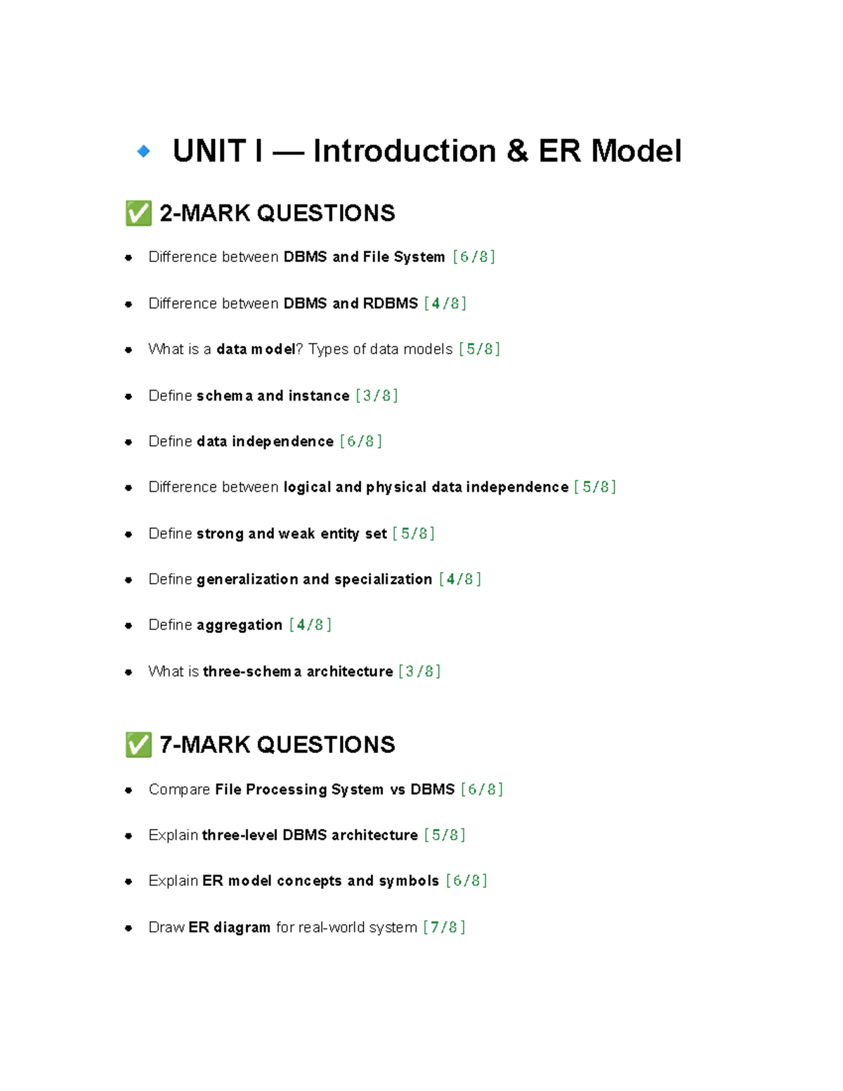 DBMS 101: Comprehensive Question Analysis on ER Model & Relational Concepts - Studocu