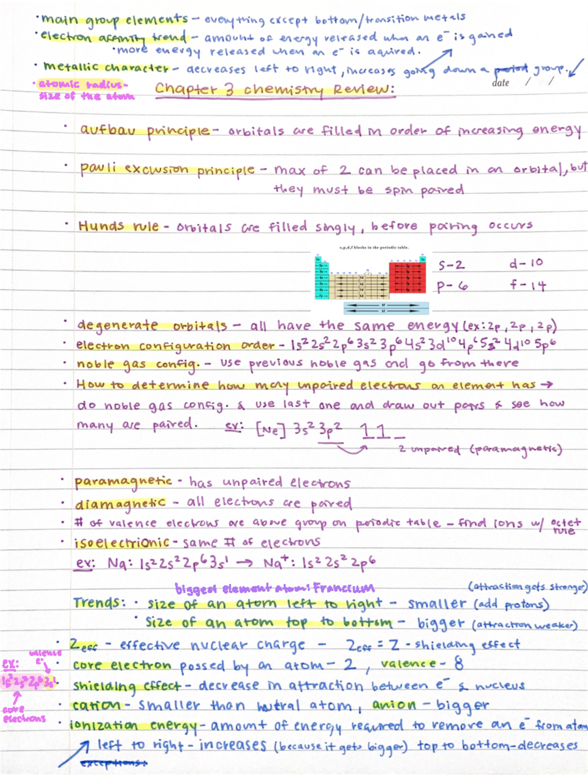 General Chemistry Exam 2 Study Guide: Electron Configurations ...