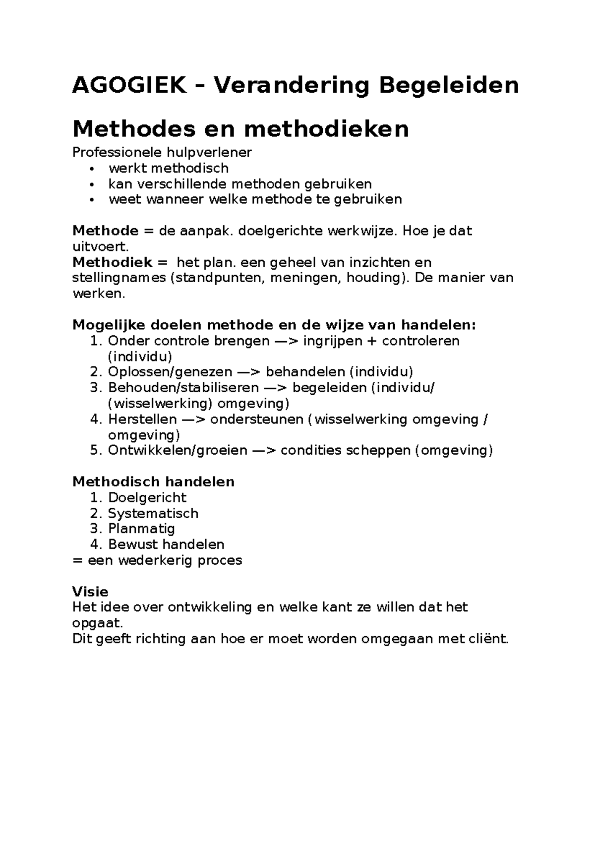 Agogiek Verandering Begeleiden: Methodes en Referentiekaders - Studeersnel