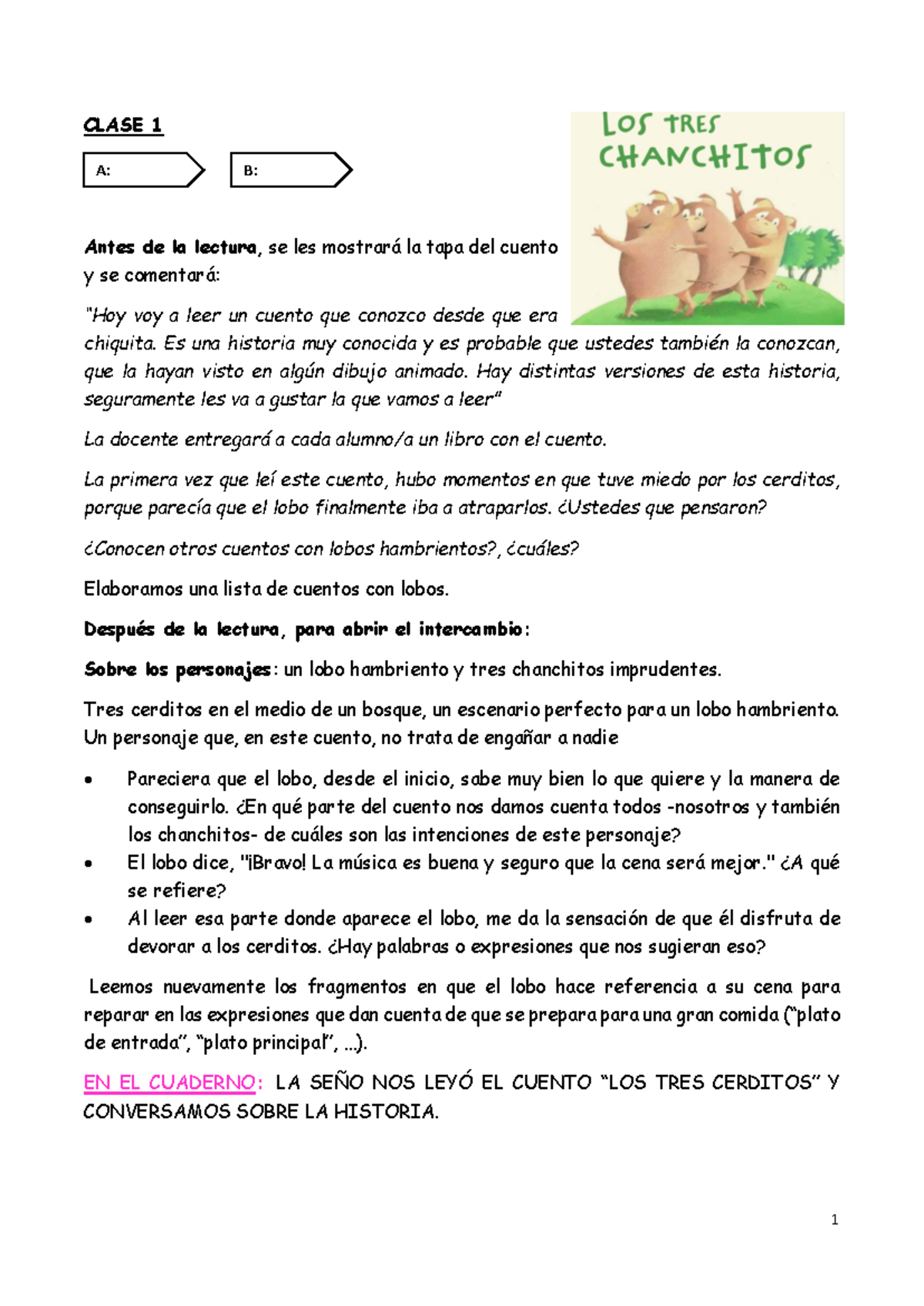 Los 3 Cerditos: Secuencia Didáctica para el Aula de Clases - Studocu