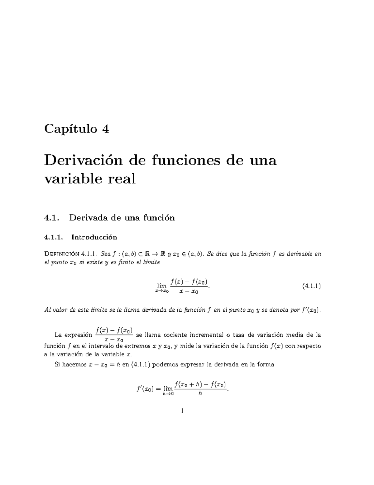 T4 Derivación: Funciones de una Variable Real y Derivadas - Studocu