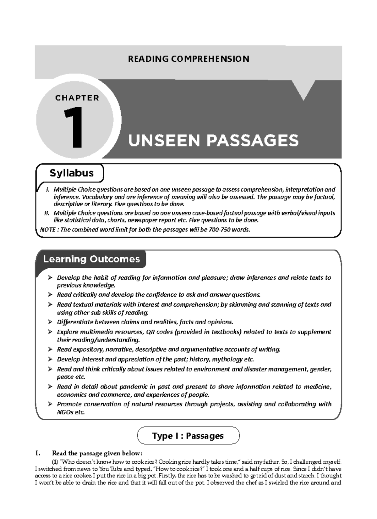 Unseen Passages: Reading Comprehension and Analysis - Studocu
