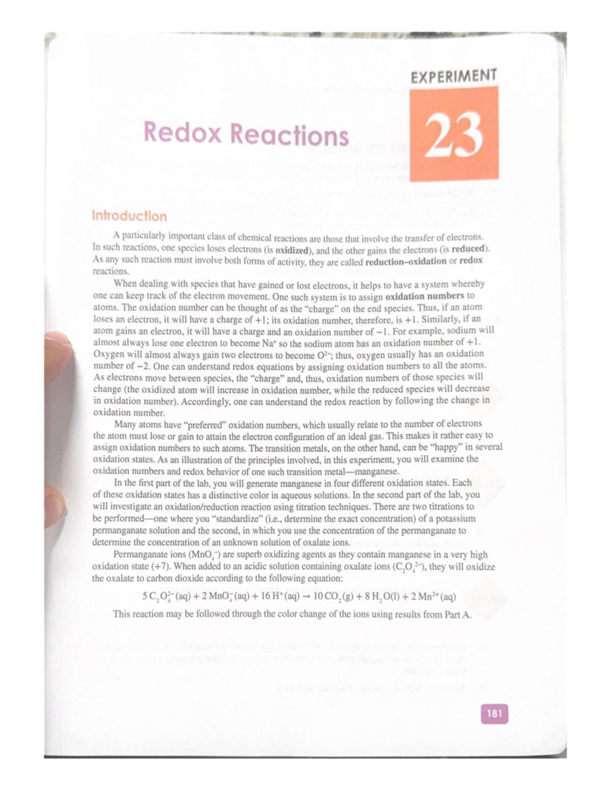 Redox Reactions Lab (Chem 101) - Understanding Electron Transfer and ...