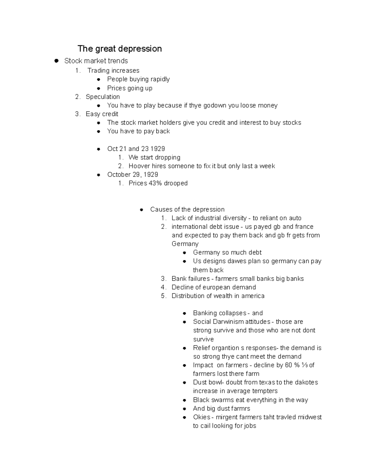 History notes 7 - The great depression Stock market trends Trading ...