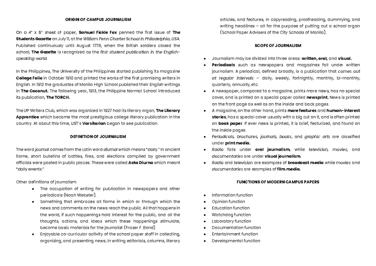 The Evolution of Campus Journalism: From Roots to Modern Practices ...