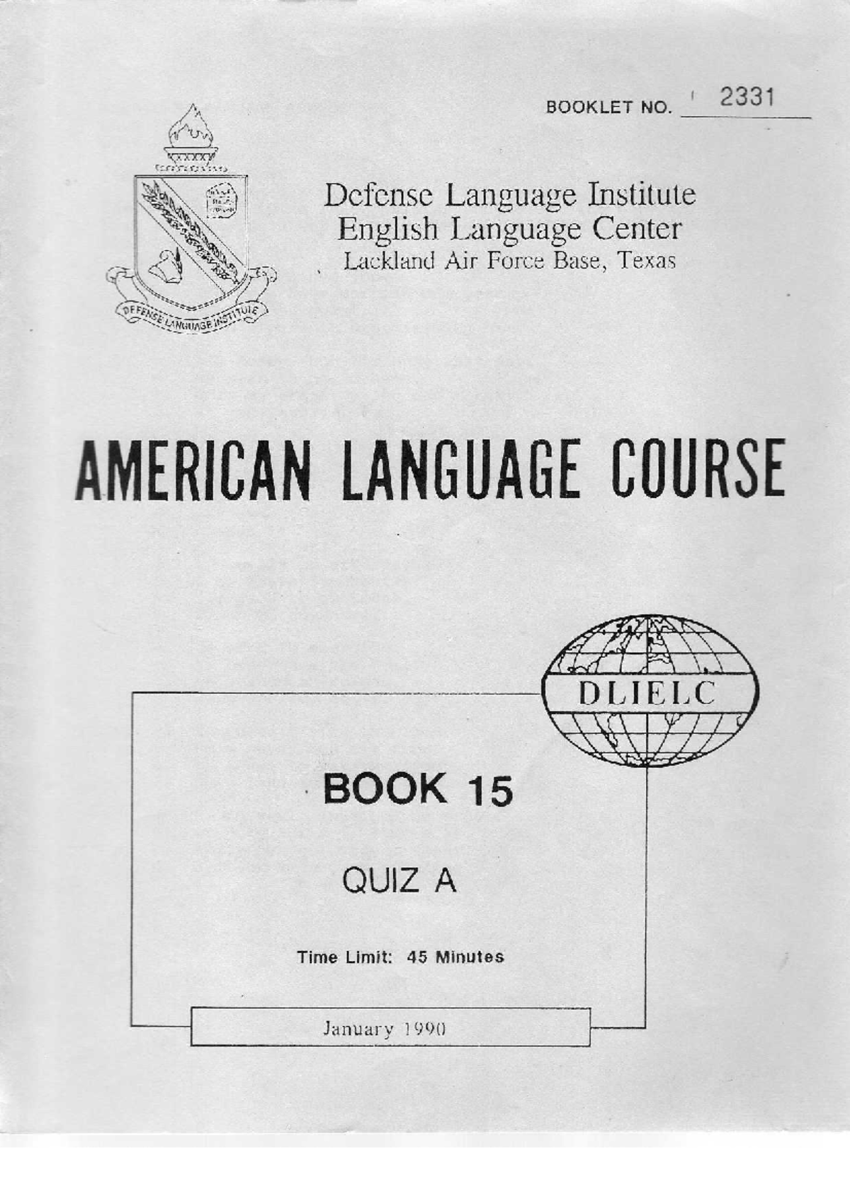 Quiz A - American Language Course Book 15 (740130166) - Studocu